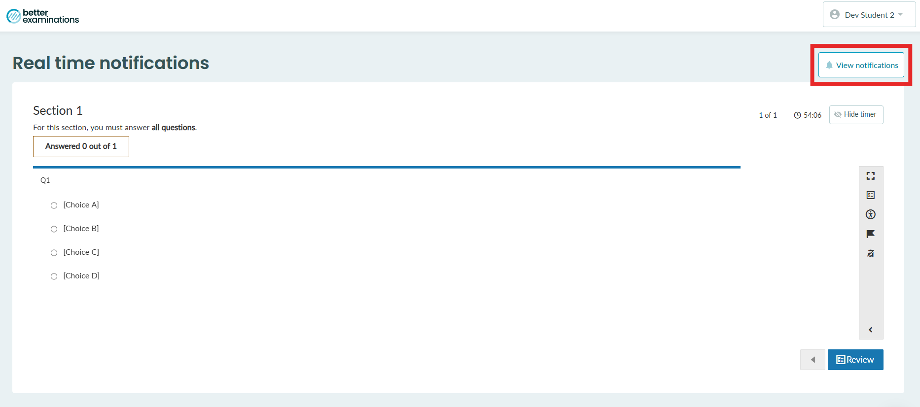 Sending notifications to students - BetterExaminations Documentation