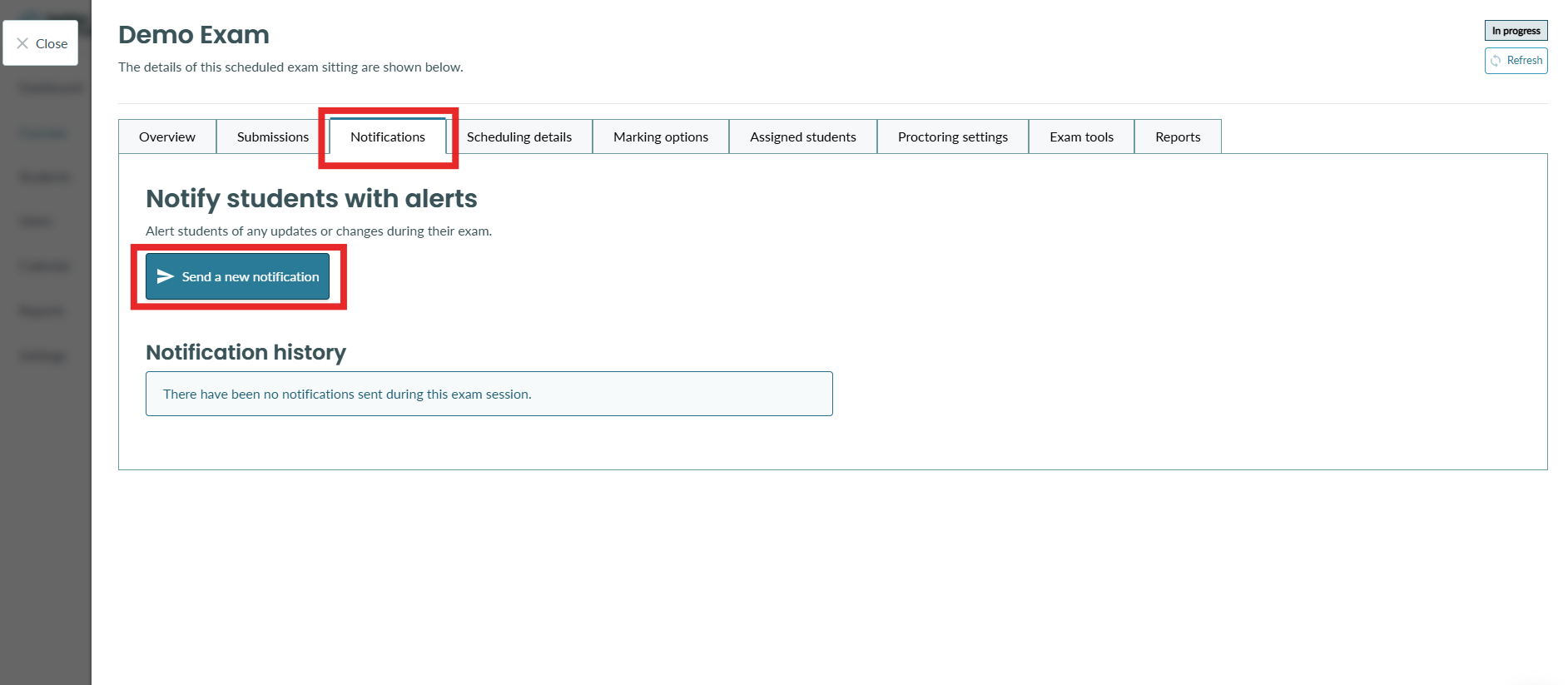 Sending notifications to students - BetterExaminations Documentation